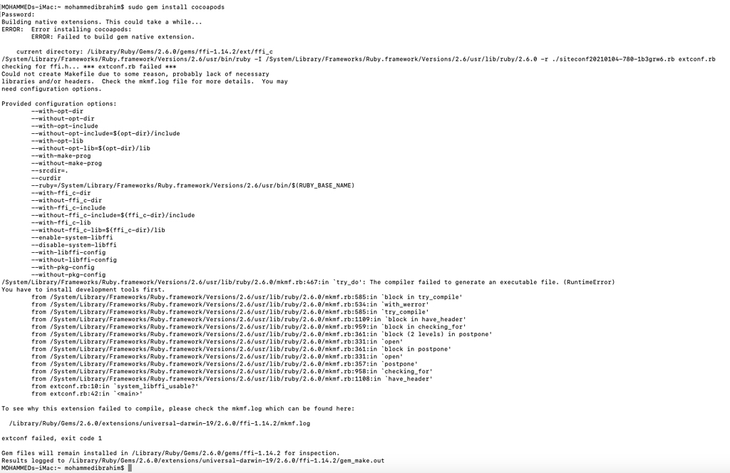 Error downloading cocoapods - General Discussion - CodeCrew Community